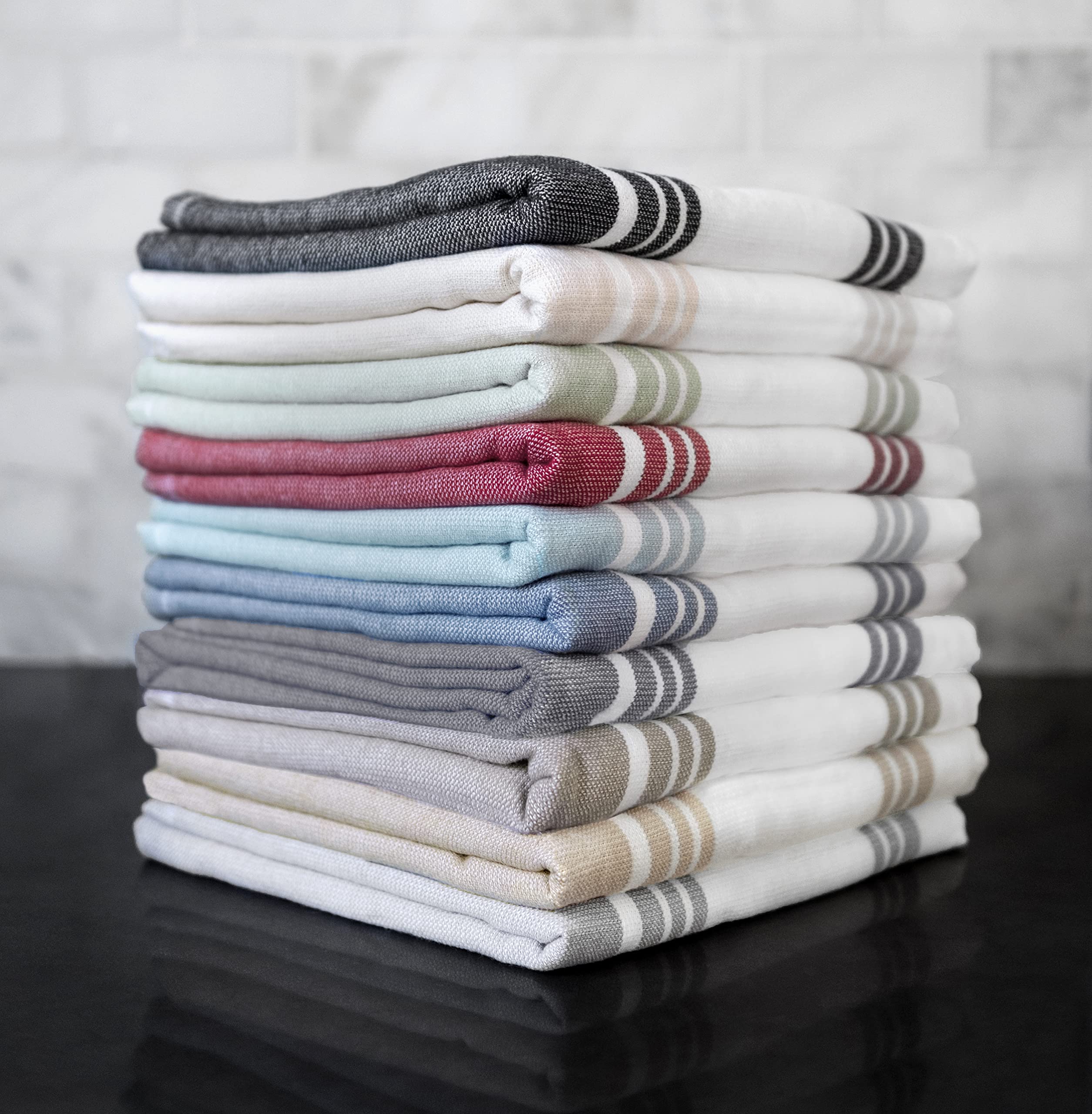 All-Clad Dual-Purpose Kitchen Towels: Highly Absorbent - 100% Cotton, 17"x30" Dish Towels for Cleaning & Drying Dishes & Glassware, 3-Pack, Almond