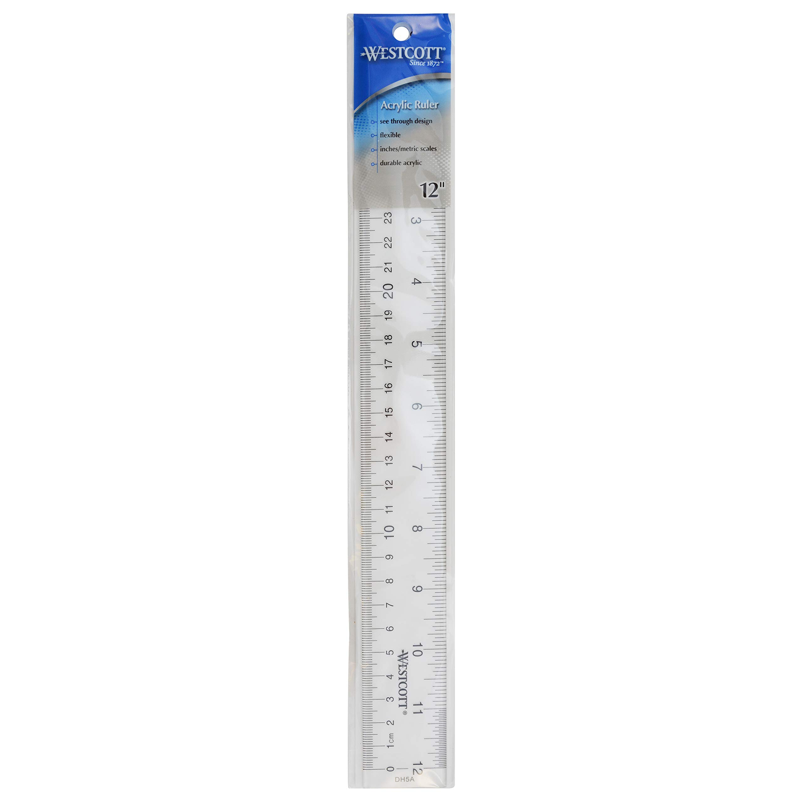 Westcott Clear Flexible 12" Acrylic Metric Ruler (500-10562), Case of 144