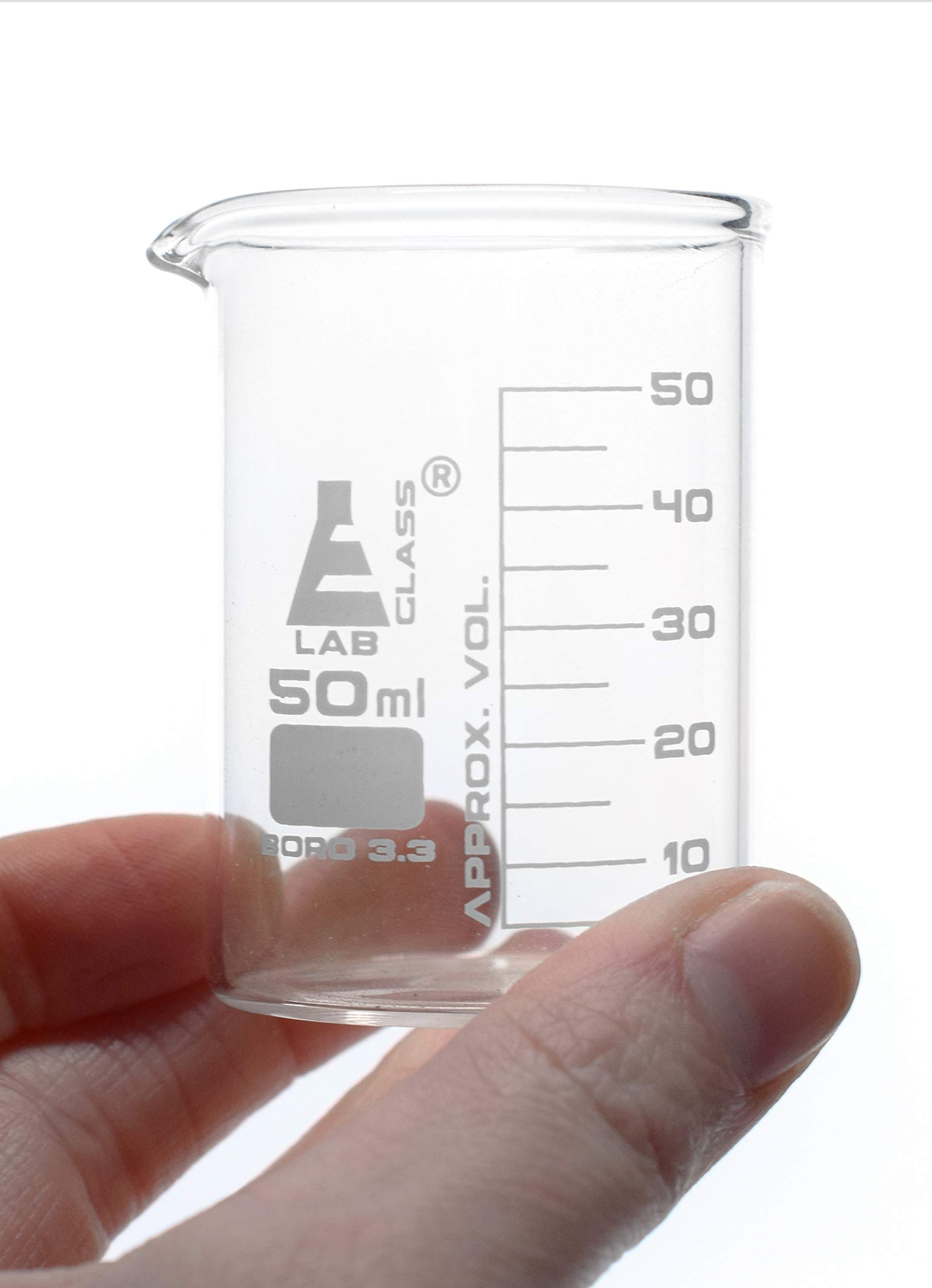 EISCO 4PK Lab Beaker Shot Glasses, 1.6oz / 50mL - Borosilicate Glass - Chemistry Shot Glasses, Chemistry Gifts Labs