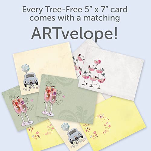 Tree-Free Greetings Wedding Greeting Cards Assortment - 4 Unique Congratulations Designs - Pack of 8 Individual Cards + Matching Envelopes, 5" x 7" (GA31462)