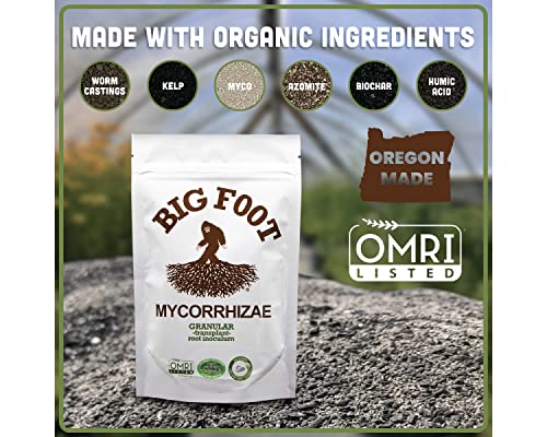Big Foot Mycorrhizal Granular (4 OZ) with Kelp, Biochar, Worm Castings, Humic Acid, Trace Minerals| Treat Soil or 32-1 Gallon Pots |