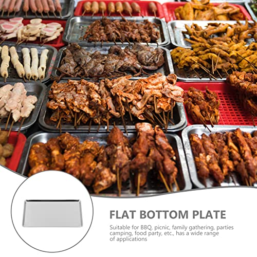Beavorty 1Pcs Burger Serving Trays Banquet Food Plate Rectangle Dinner Plates Stainless Steel Square Dishes Food Container