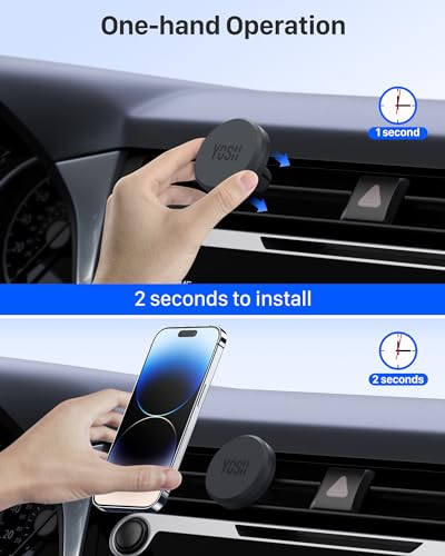 YOSH Magnetic Car Phone Mount Universal Phone Holder for Car Air Vent Cell Phone Car Cradle Compatible with iPhone 11 Pro Max XS XR X 8 7 6 Samsung S21 S20 S10 A71 Edge Note Pixel GPS etc