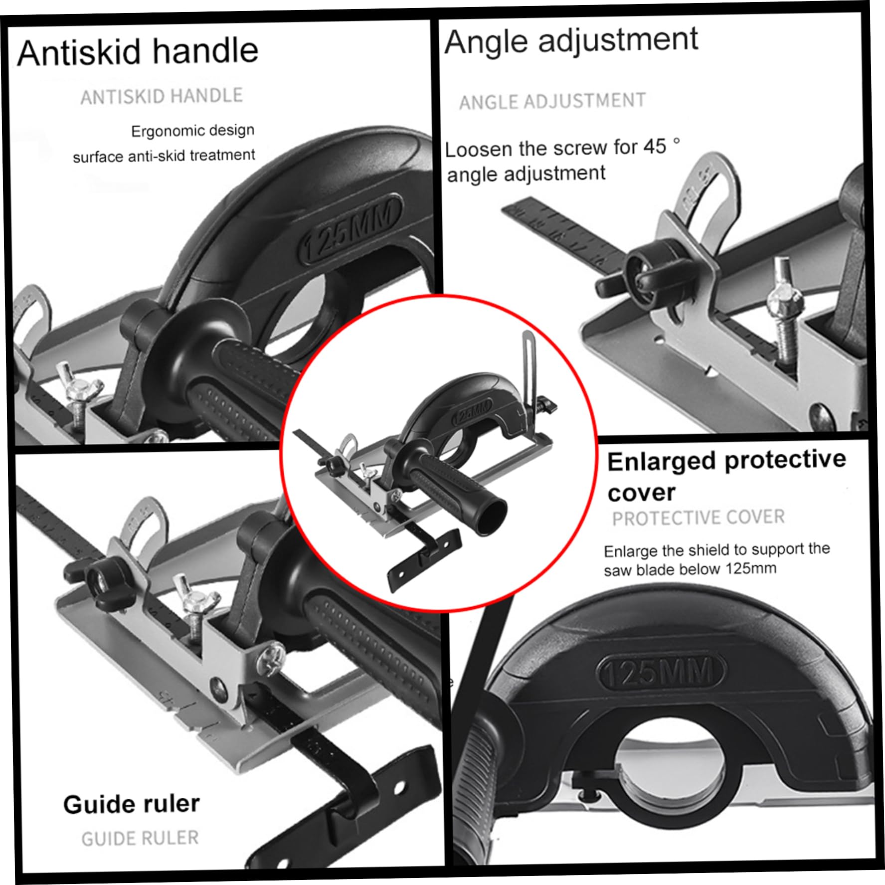Havamoasa 1PC Angle Grinder Stand 45 Degree Adjustable Precise Cutting Stand for Angle Grinder Accessories Angle Grinding Fixed Holder with Guide Ruler for 100-125 Machine