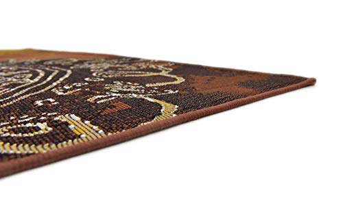 Unique Loom Outdoor Modern Collection Area Rug - Trio (5' 3" x 8' Rectangle, Rust Red/ Gold)