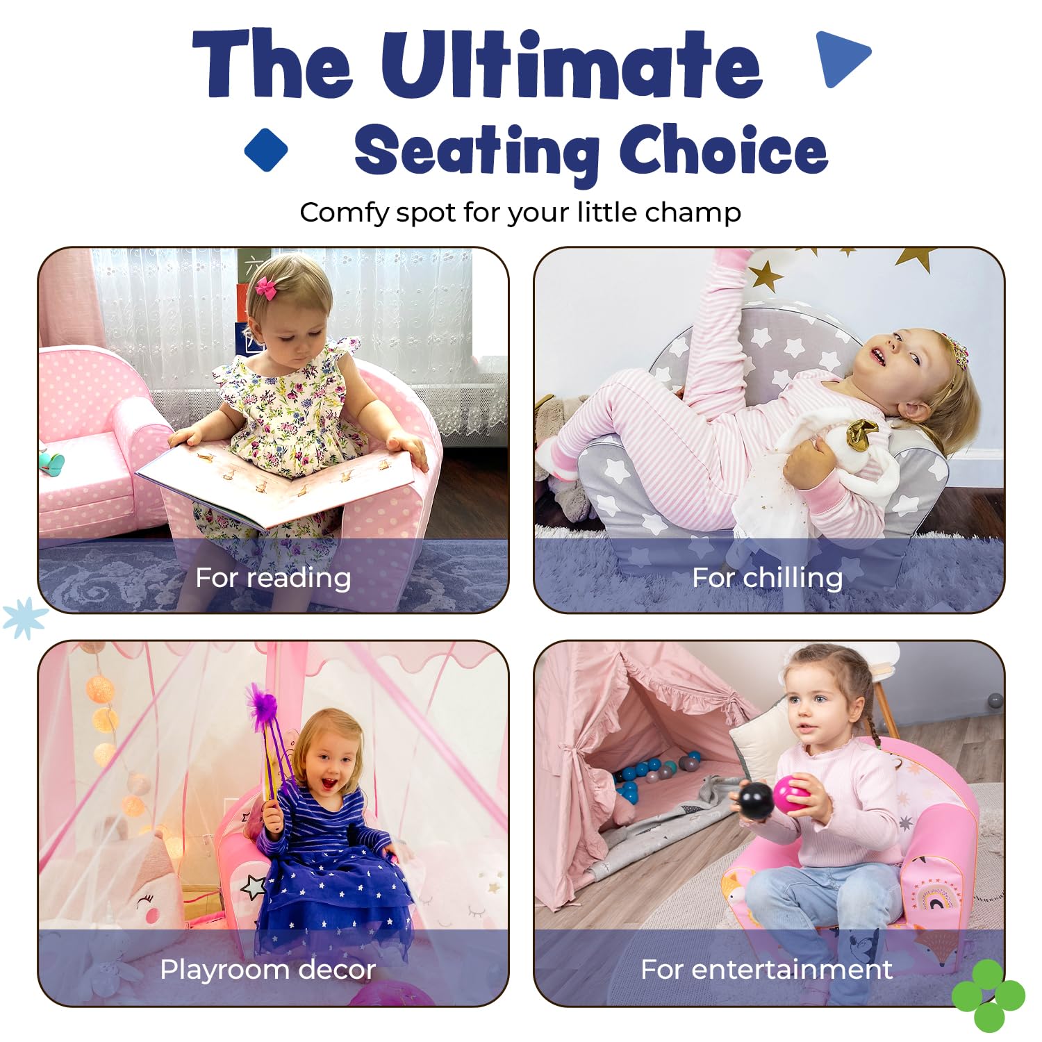Delsit Kids Couch for Toddlers - Comfy Armchair for Children, Lightweight Foam Sofa and Reading Chair with Removable Cover, Made in Europe