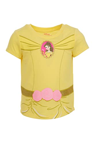 Disney Princess Little Girls 5 Pack Graphic T-Shirts Blue/Pink/Yellow 7-8
