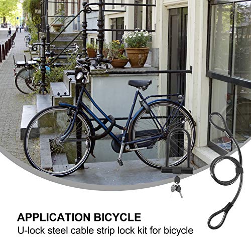 Abaodam 1 Set U- Shape Bike Lock Heavy Duty Anti- Theft Bike Mounting Bracket Cable Lock Bike Part