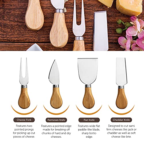 Large Charcuterie Board Gift Set - Bamboo Cheese Board and Knife Set - Wooden Cheese Board Platter - Meat/Cheese Cutting Board with 4 Cheese Knives - Mothers Day Gifts, Housewarming, Wedding Gift