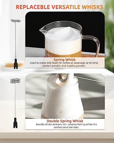 KURSINNA Electric Rechargeable Milk Frother Handheld, USB-Charge Hand Frother with 2 Stainless Whisks, Manual Foam Maker for Coffee Lattes, Matcha, Cappuccino (3 Speed with USB Charge)