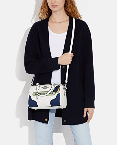 COACH Rowan Satchel In Signature Canvas, Illusion Glacier White Multi
