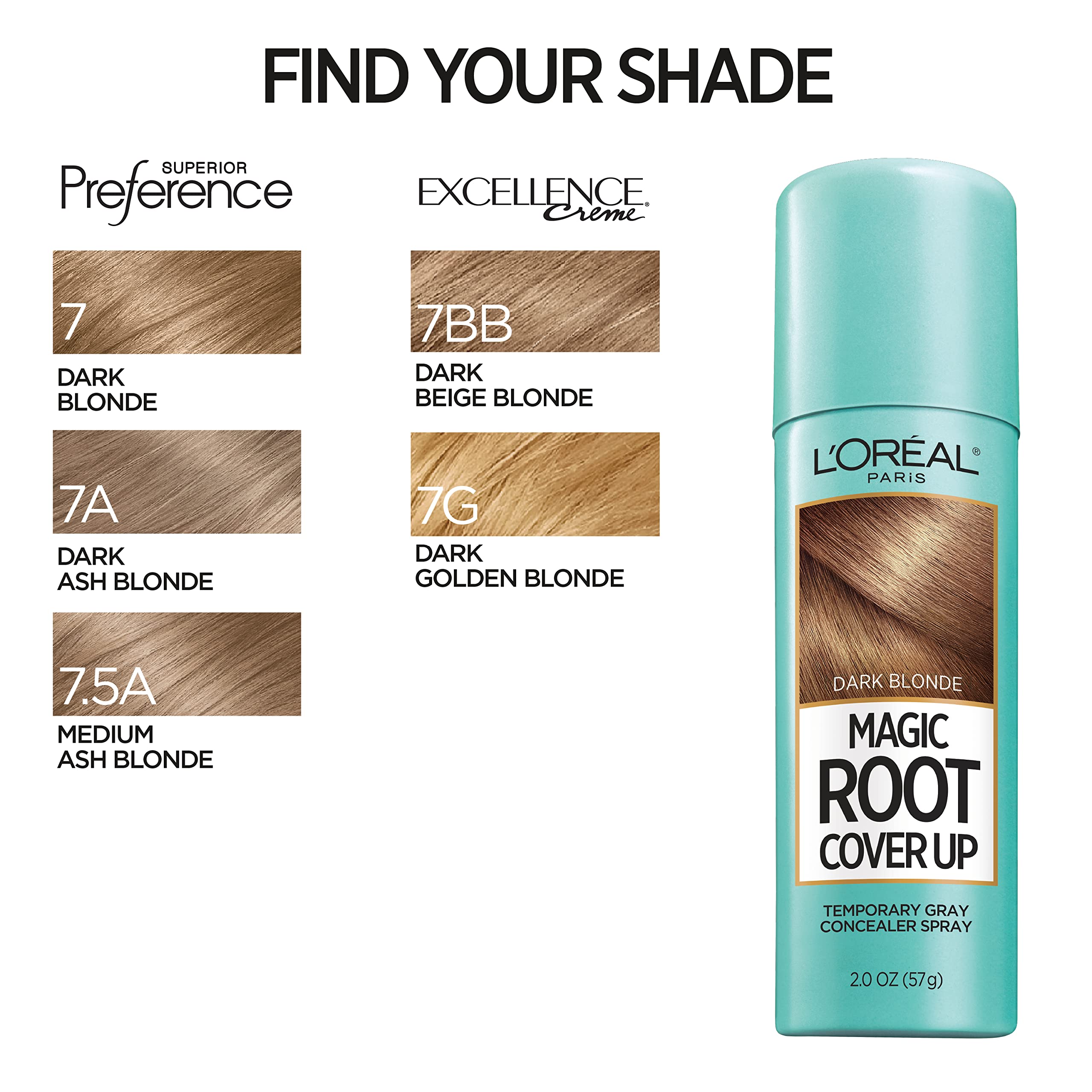 L'Oreal Paris Root Cover Up Temporary Gray Concealer Spray, Hair Color Spray with Filling & Thickening Coverage, Dark Blonde, Pack of 2, Packaging May Vary