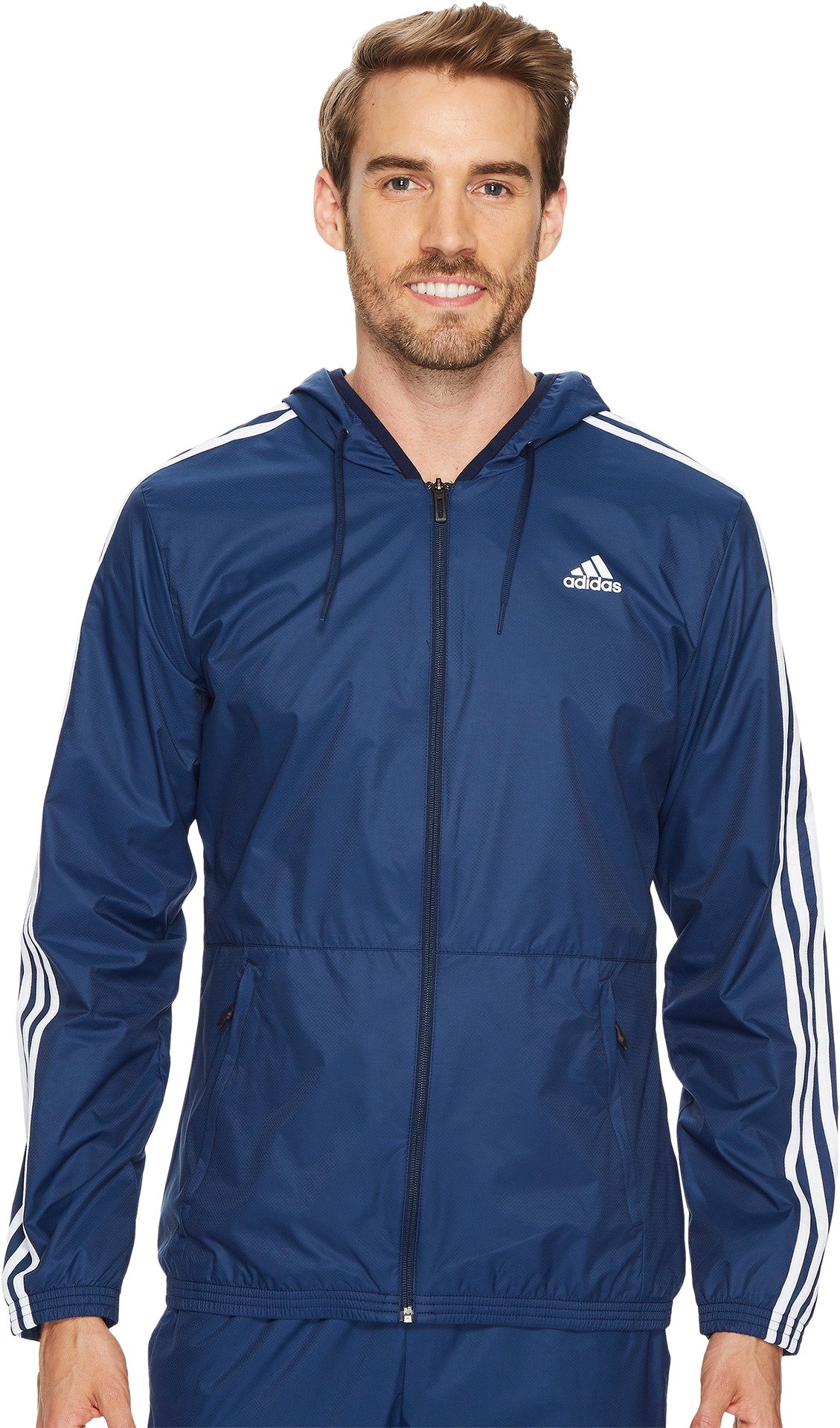 adidas Men's Essentials Wind Jacket, Collegiate Navy/Collegiate Navy/White, X-Large