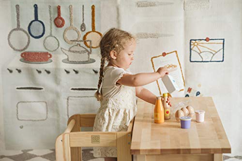 MEOWBABY Kitchen Step Stool for Kids - Toddler Learning Stool, Wooden Adjustable Helper for Toddlers, Natural