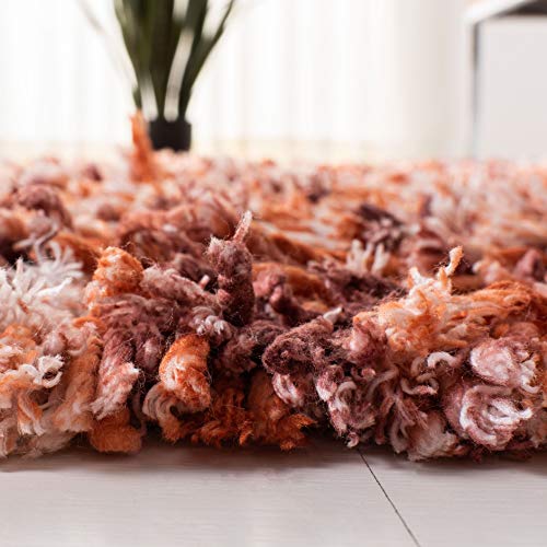 SAFAVIEH Rio Shag Collection 3' x 5' Rust / Ivory SG960P Handmade 1-inch Thick Area Rug