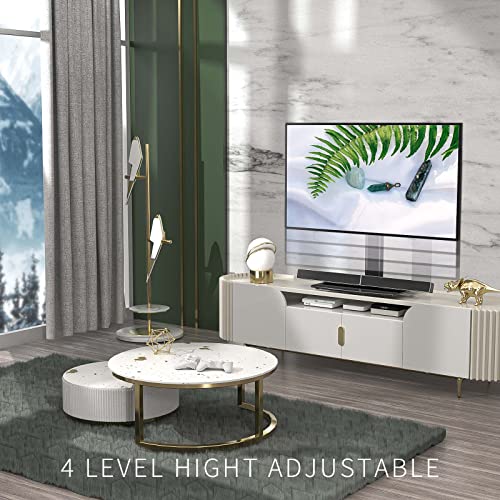 Universal Swivel TV Stand/Base Table Top TV Stand for 19 to 43 inch TVs with 90 Degree Swivel, 4 Level Height Adjustable, Heavy Duty Tempered Glass Base, Holds up to 99LBS HT02B-001