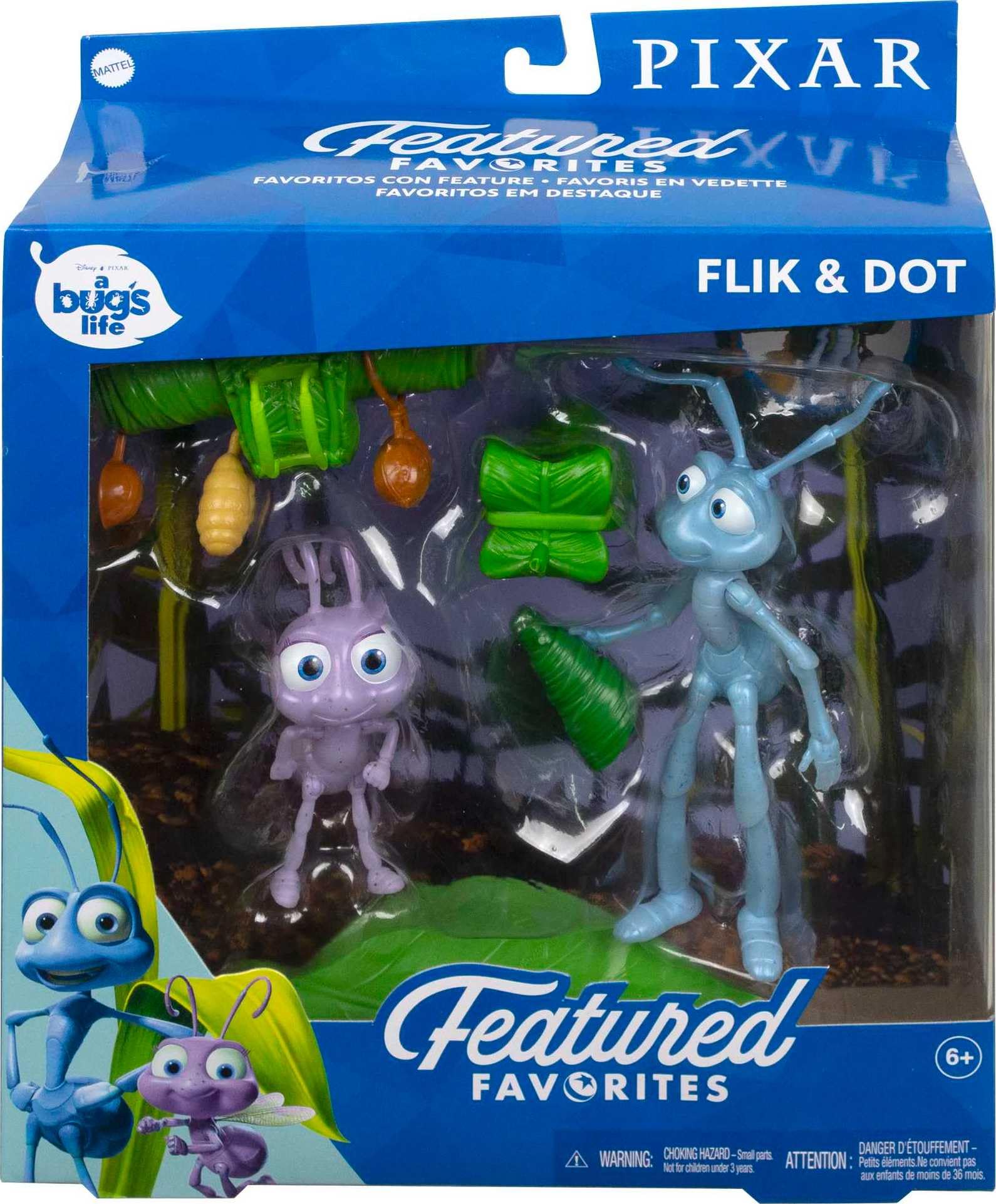 Mattel Disney and Pixar Featured Favorites Flik & Dot A Bug's Life Collectable Figures with Accessories, Highly Posable with Authentic Look, Collectors Gift Ages 6 Years & Up