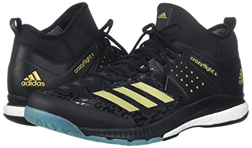 adidas Performance Men's Crazyflight X Mid Volleyball Shoes, Core Black/Gold Met/Icey Blue, 8 M US