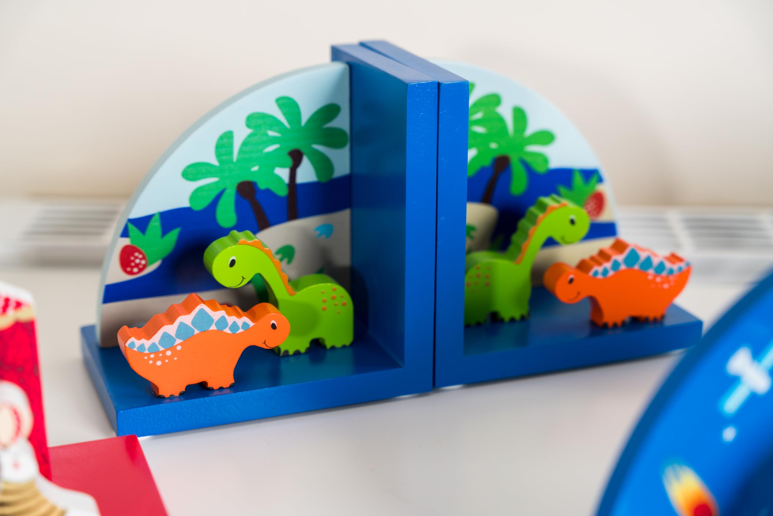 Kids Dinosaur Themed Bookends for Boys Nursery or Bedroom