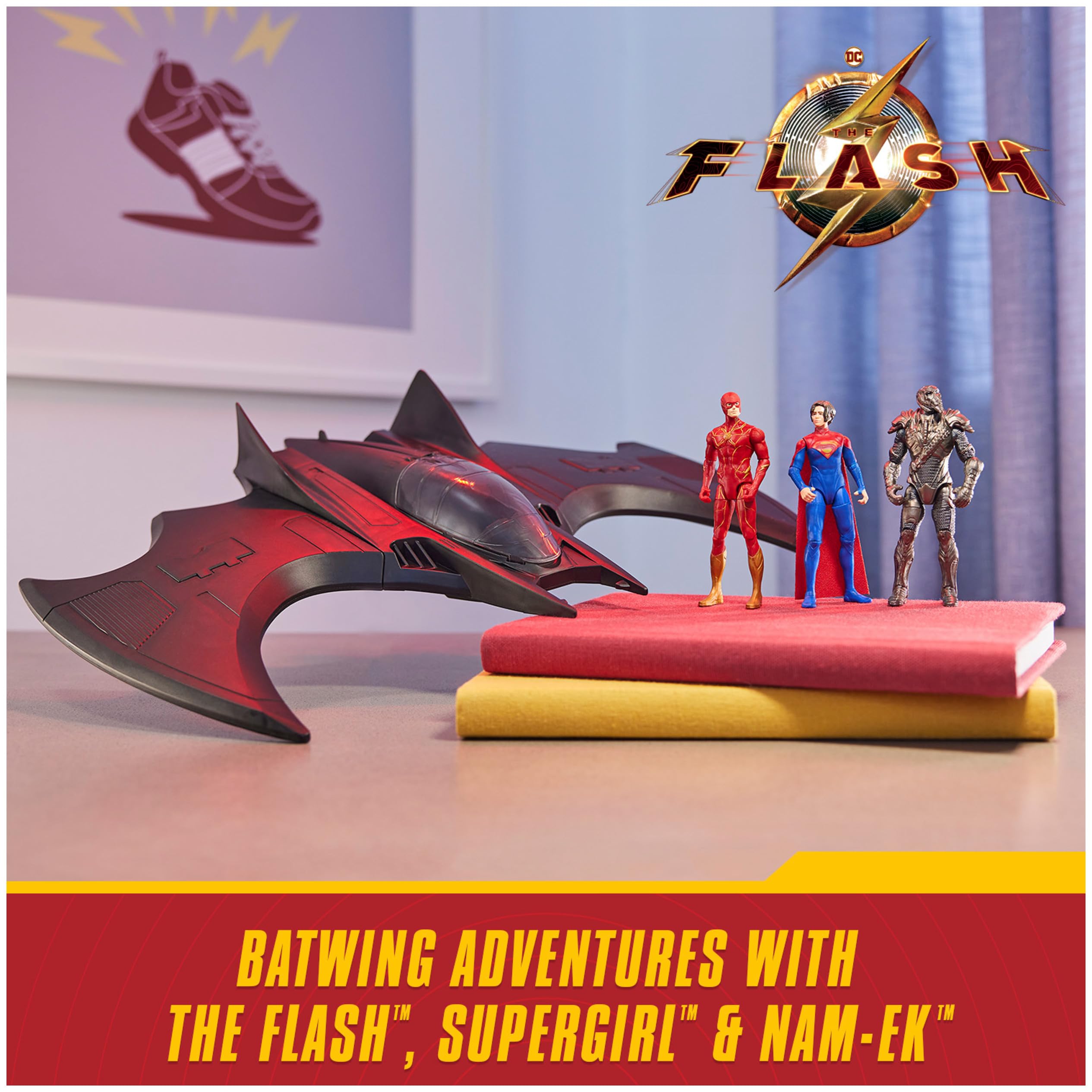 DC Comics, The Flash Batwing Battle Set (Amazon Exclusive)| Supergirl, NAM-Ek, Flash Action Figures, 4-inch | Kids Toys for Boys and Girls Ages 4+