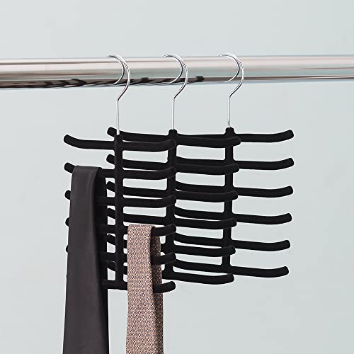 Home Basics Velvet Tie Holder Organizer (3 Pack), Black