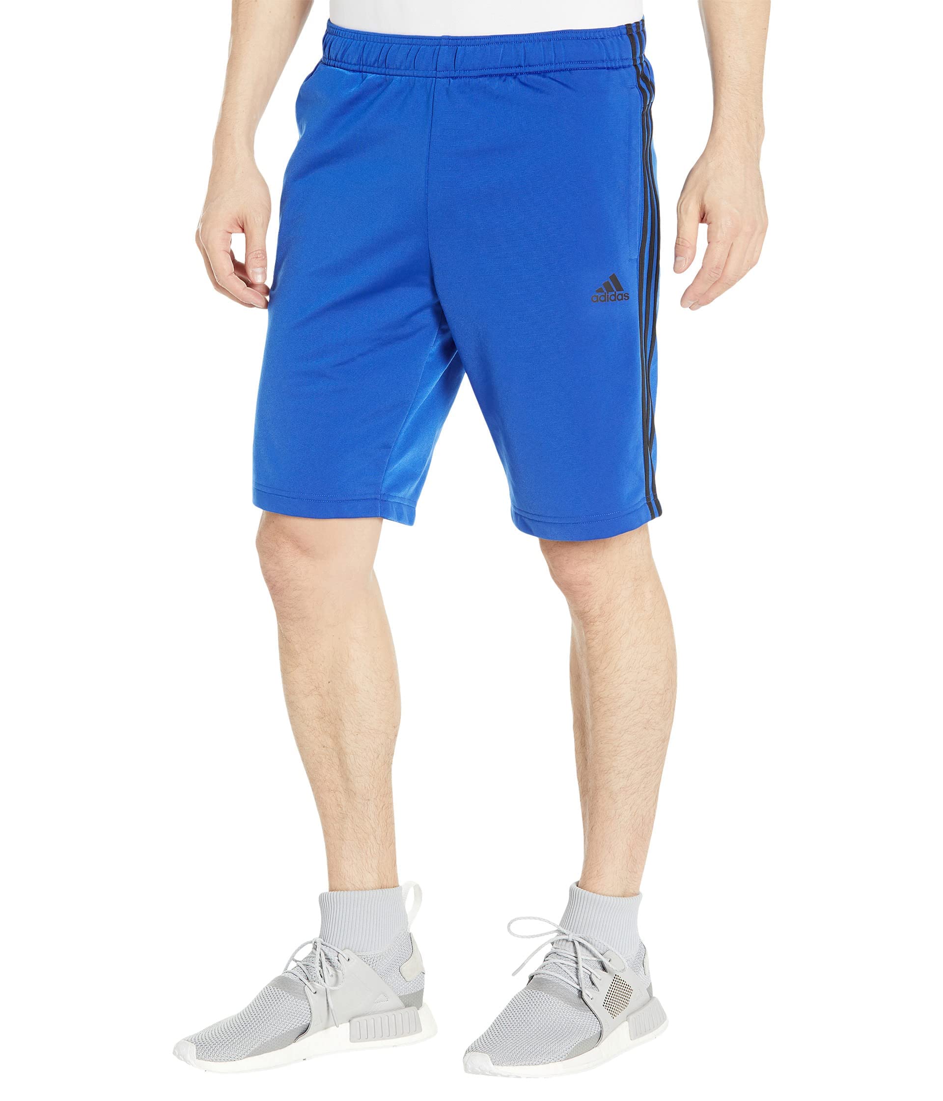 adidas Men's Essentials Warm-Up 3-Stripes Shorts, Team Royal Blue/Black (Primegreen), Large