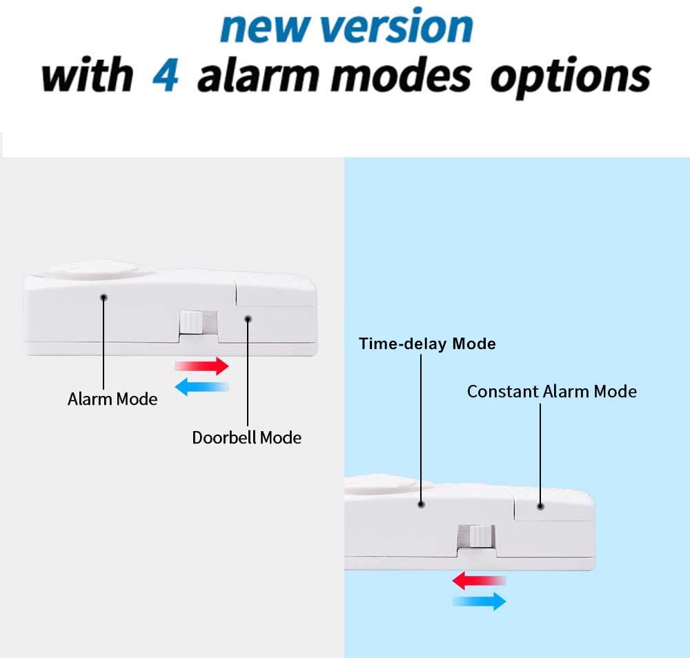 WSDCAM Door and Window Alarm for Home Wireless Alarm Security System Magnetic Alarm Sensor Close Door Reminder Loud 110 dB, 4-in-1 Mode Window Alarms 10 Pack