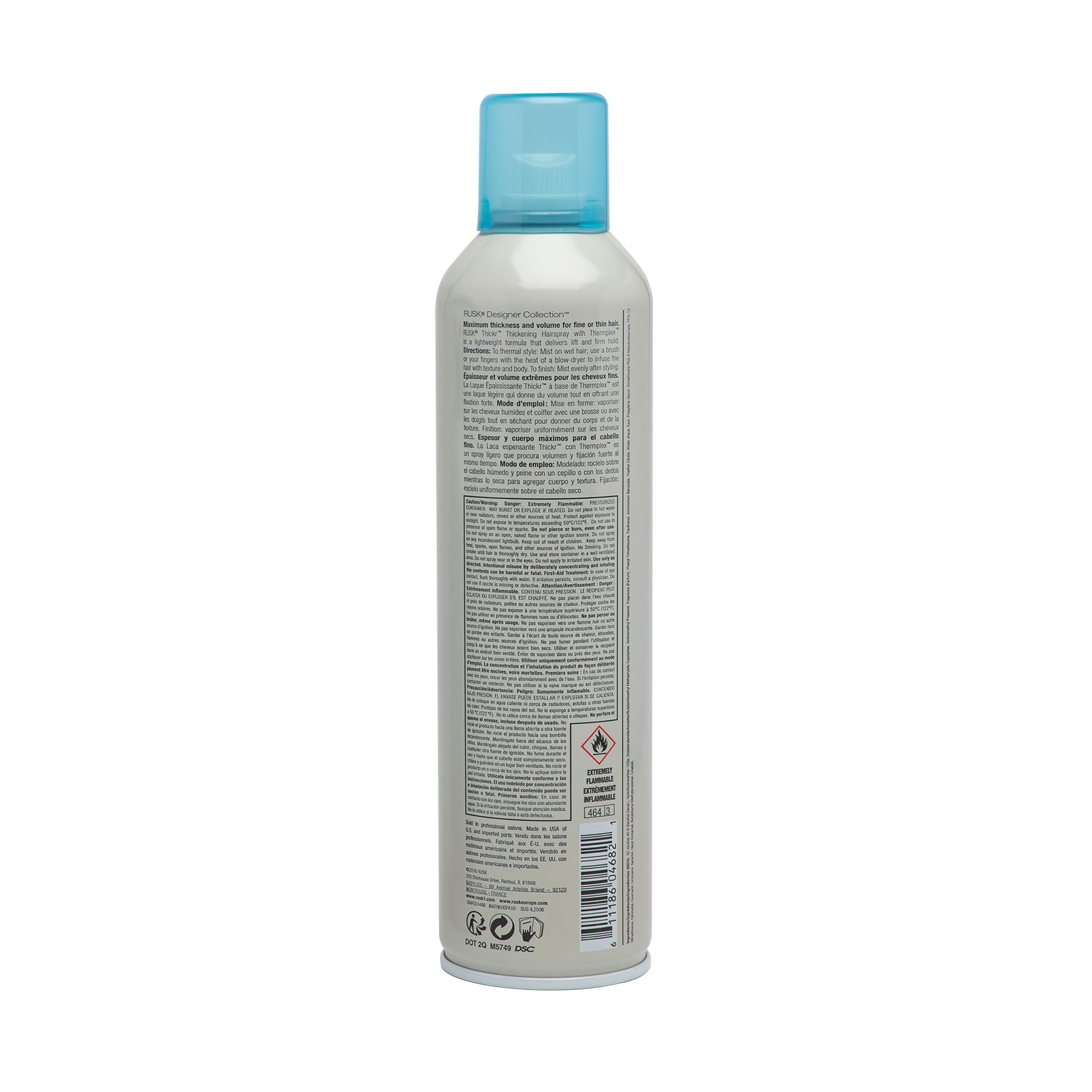RUSK Thickening Hairspray, 10.6 Oz, Extra-Hold Hairspray, Powerful Texture and Shine, UV Blockers to Protect Color-Treated or Highlighted Hair