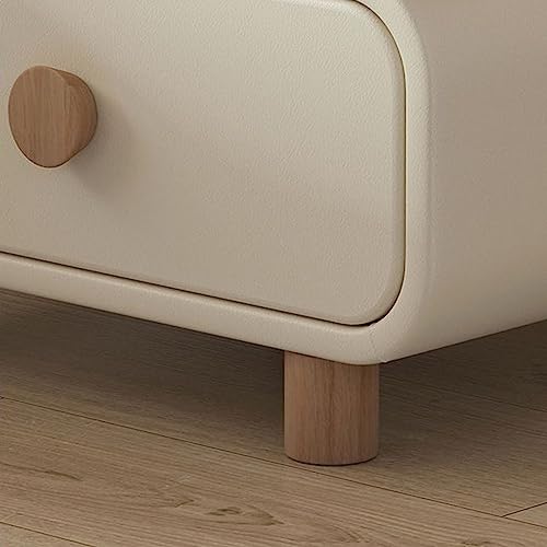 Bedside Cabinet with 2 Drawers,Mid-Century Modern 2 Drawer Solid Wood Nightstand,Wood Side Table End Table for Bedroom (Khaki)