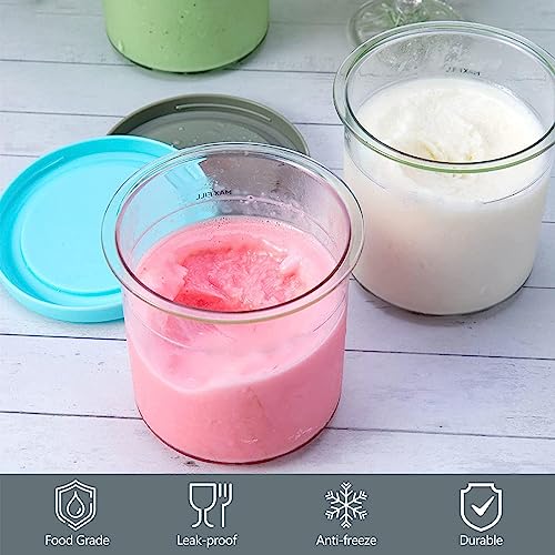 DISXENT Creami Deluxe Pints, for Ninja Ice Cream Maker Pints,16 OZ Ice Cream Pints Cup Safe and Leak Proof for NC301 NC300 NC299AM Series Ice Cream Maker
