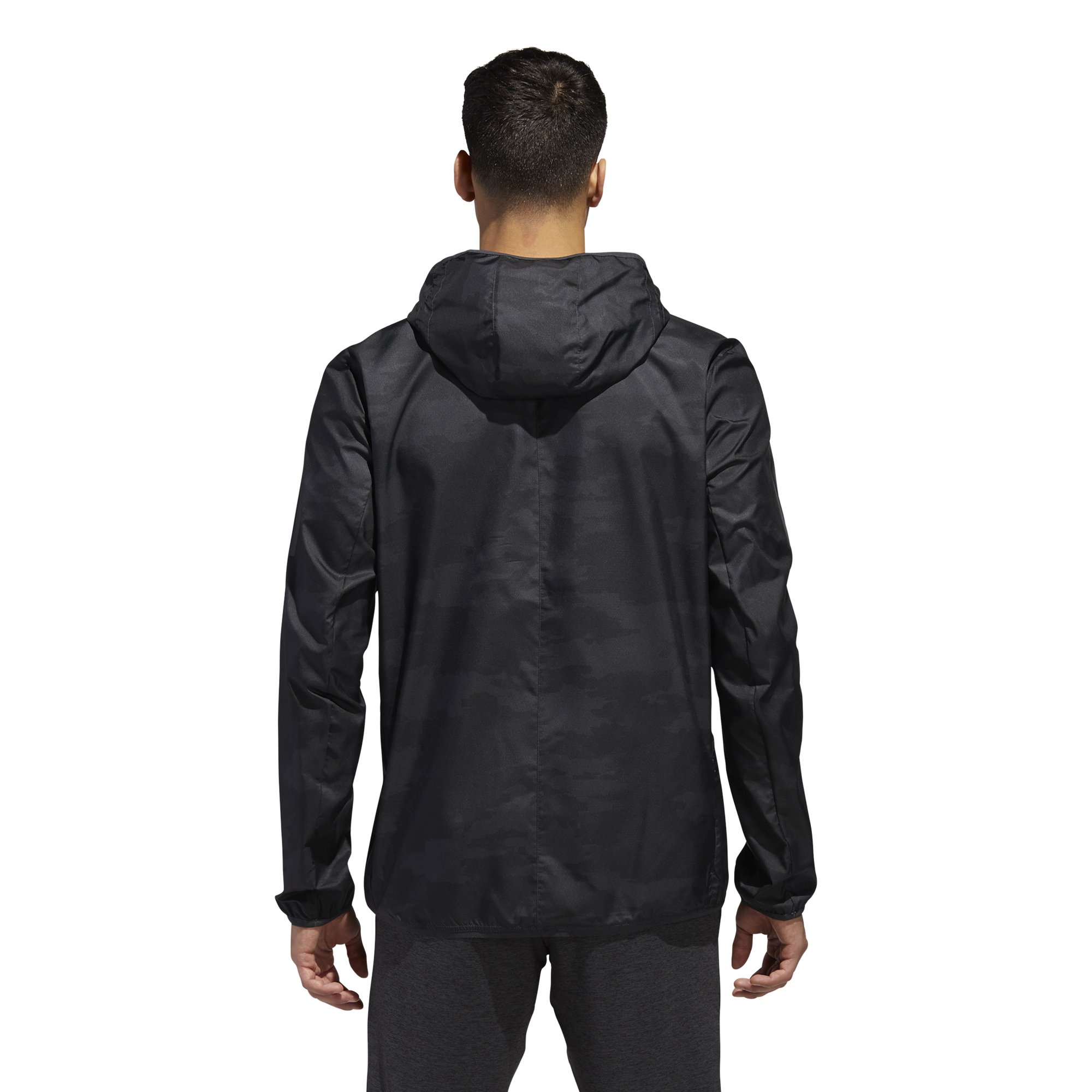 adidas Running Response Graphic Hooded Wind Jacket, Carbon, Large