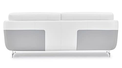 Zuri Furniture Modern Armondo Sofa in Two Tone White Microfiber Leather and Grey Accent