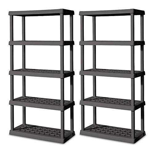 Sterilite Heavy-Duty 5-Shelf Ventilated Shelving Unit, Gray (2 Pack) | 0155V01