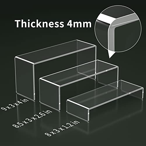 HIIMIEI Acrylic Display Riser, 6 Pcs 9" Large Acrylic Risers, Clear Rectangular Display Shelf for Cupcake Stand, Collectibles Display and Retail Showcase, Tiered Display Stand for gemstone, curio, Anime figurines