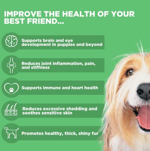 Wild Caught Fish Oil for Dogs - 32oz - Omega 3-6-9, GMO-Free - Reduces Shedding, Supports Skin, Coat, Joints, Heart, Brain, Immune System - Highest EPA & DHA Potency - Only Ingredient is Fish