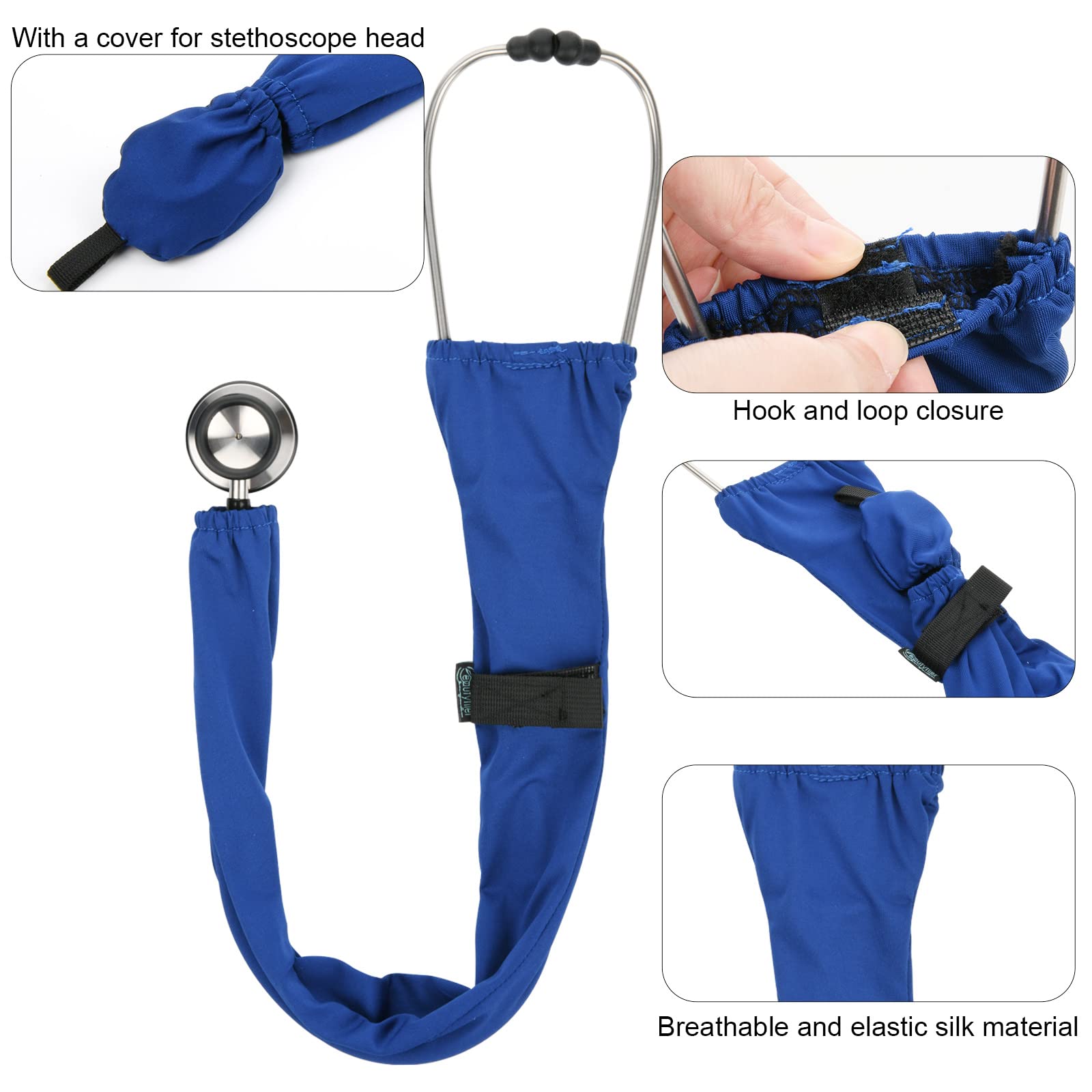 Beautyflier Stethoscope Cover Scrunchie for Littmann, ADC, MDF, Adscope, Breathable and Elastic Silk Stethoscope Sleeve Perfect for Doctor and Nurse, Work with Comfort (Blue)