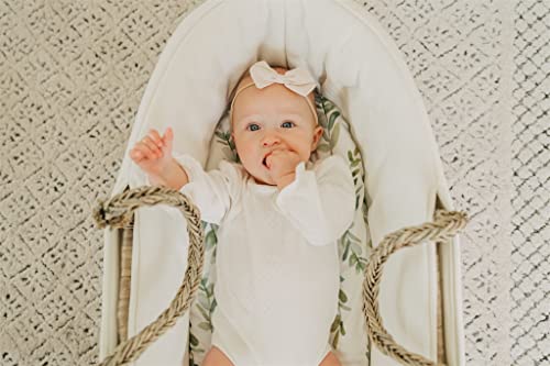 NODNAL CO. 3 Fitted Bassinet Sheets Leafy Set - 100% OEKO-TEX Cotton for Baby Girl/Boy - Gender Neutral Leaves, Floral Eucalyptus Greenery - Cradle/Moses Basket Hourglass Oval Rectangle Mattress Sheet
