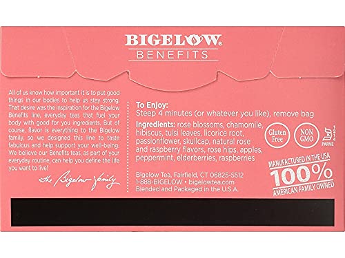 Bigelow RCB01027 Benefits Decaf Rose Mint Tea Bags, 18/Box