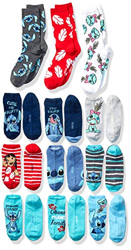 Lilo & Stitch girls Lilo Stitch 12 Days of Advent Box Socks, Assorted Blue, 9 11 US