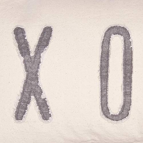 Mud Pie Polyester XOXOXO Washed Canvas Long Pillow 4163015, 1 Count (Pack of 1)