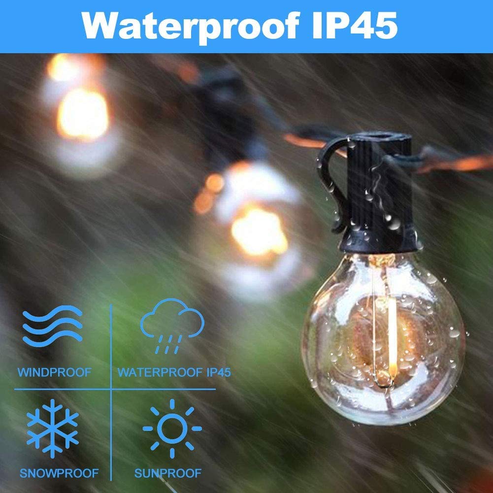 Alitamei 50FT G40 LED Globe String Lights with 50 LED Shatterproof Dimmable Bulbs Backyard Patio Lights Hanging String Lights for Garden Bistro Pergola Tents Gazebo Decor Indoor Outdoor