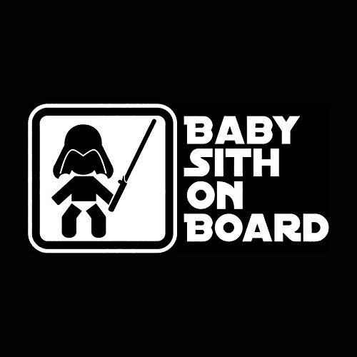 Baby Sith On Board Vader Saber Decal Vinyl Sticker Auto Car Truck Wall Laptop 6" Wide - White Color