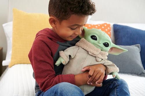 Mattel Star Wars The Mandalorian Grogu Plush 11-inch Toy, Squeeze & Blink Character Figure with Sound, Blinking Eyes & Hand Motion