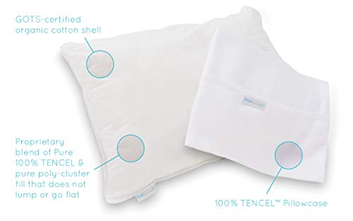 PUREgrace Organic Cotton Toddler Pillow with Pillowcase Natural GOTS Certified - Sensitive Skin Friendly - 100% Eucalyptus Tencel