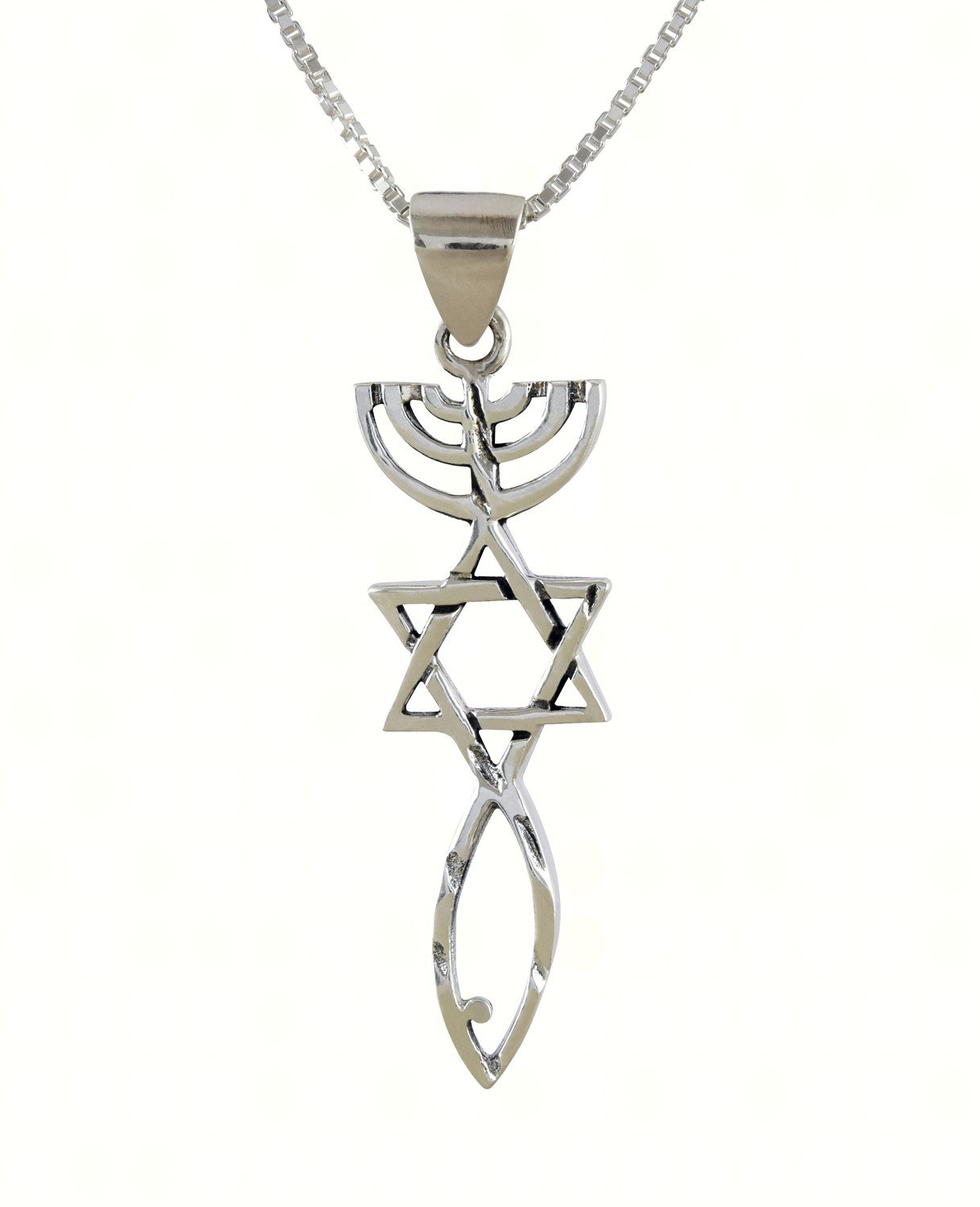 AJDesign Sterling Silver Messianic Seal Pendant Spiritual Religious Jewelry Grafted Necklace Pendant with Chain (24)