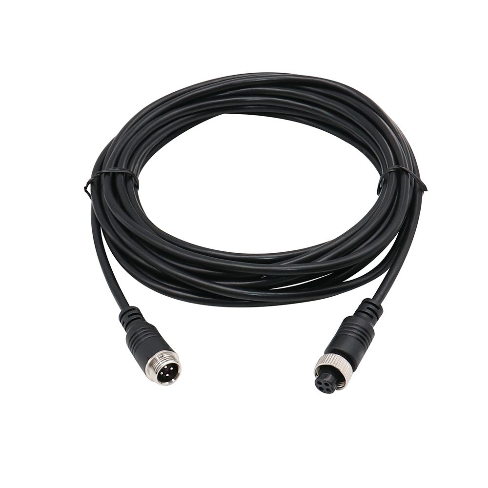 Yeung Qee Car Video Extension Cable 4Pin Aviation Video Extension Cable and Power Cord Shield AV Extension Cable Truck Trailer Camper Bus Motorhome Vehicle Backup Monitor System(15ft/5m)