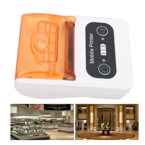 Bluetooths Thermal Receipt Printer, 58mm Handheld POS Inkless Receipt Printer, Portable Small Thermal Printer for Small Business Office Retail Store Restaurant (Orange White)