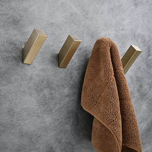 Beelee Brushed Gold Bathroom Towel Hooks 4-Pack Wall Mounted Robe Hooks Heavy Duty Hat Rack Clothes Hanger, Wall Hooks BA9808BG-4