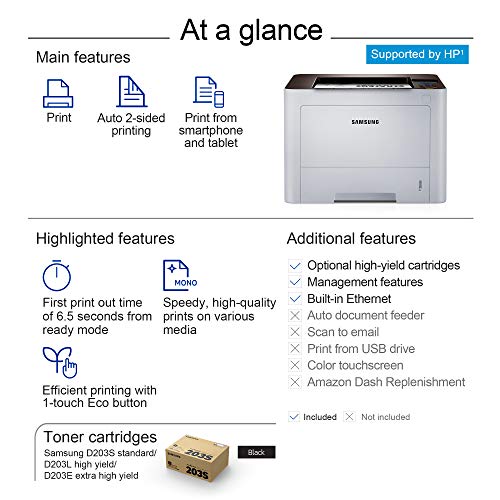 HP Samsung ProXpress M4020ND Monochrome Laser Printer with Mobile Connectivity, Duplex Printing, Built-in Ethernet, Print Security & Management Tools (SS383K)