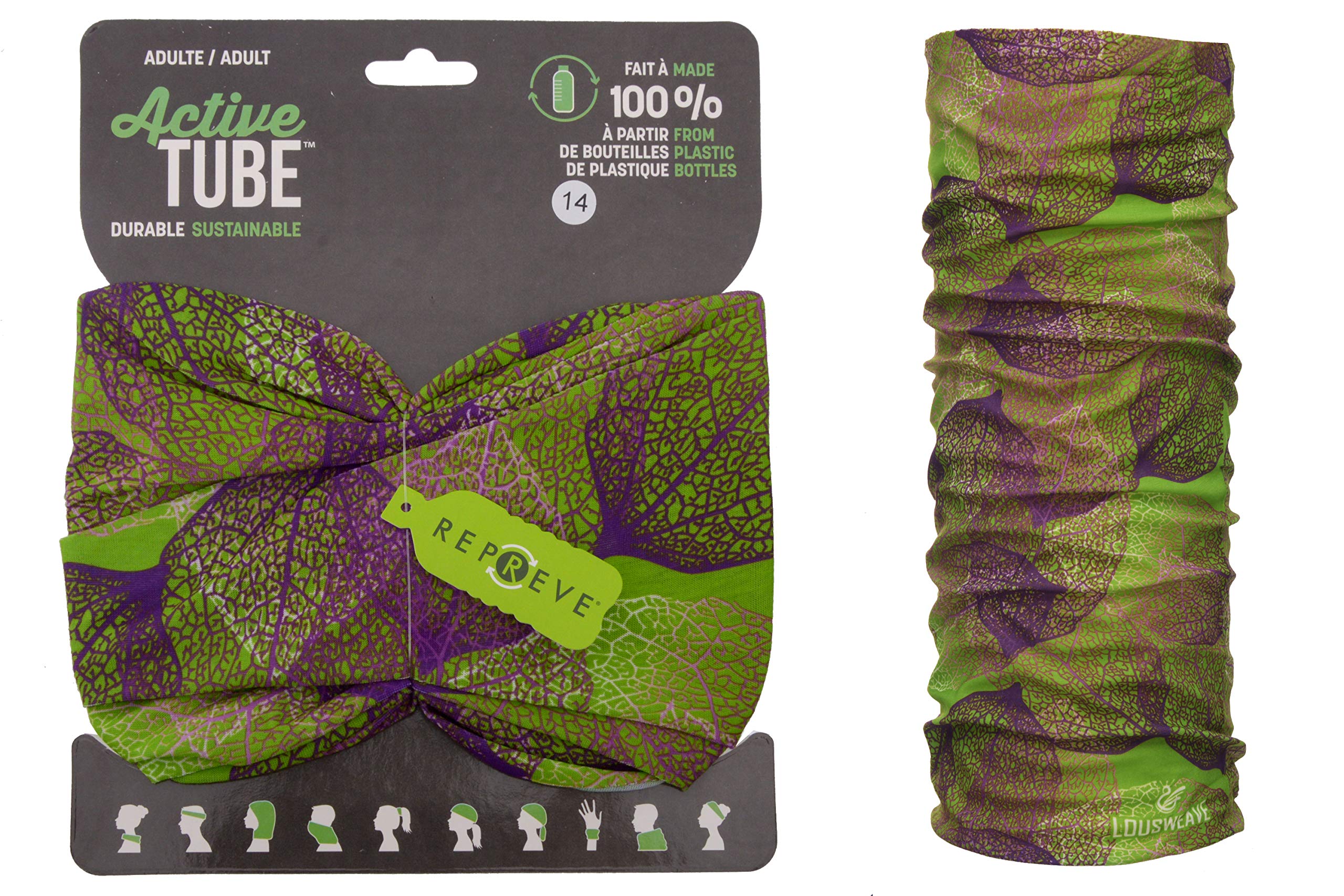 Active Tube Recycled Neck Gaiter Face Mask, Breathable Running Fishing Hiking (Leafy Green)